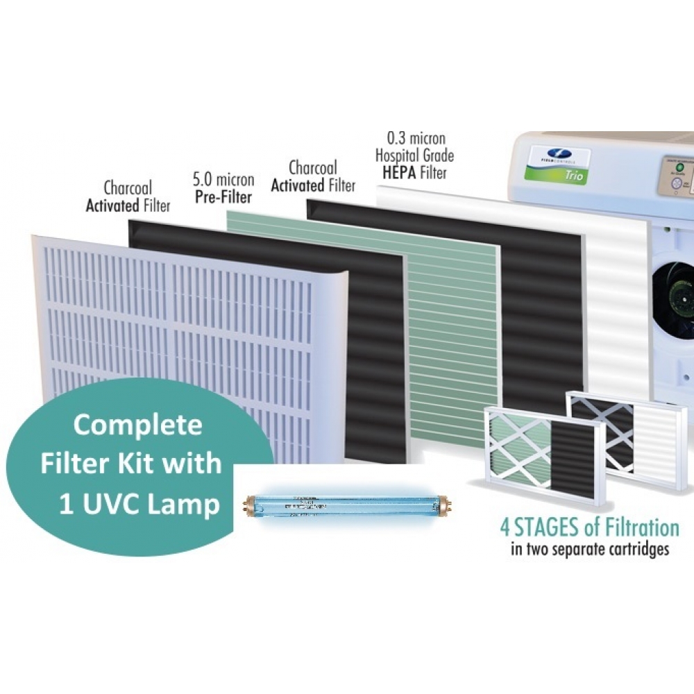 FIELD CONTROLS TRIO Complete Filter Set with 1 UVC Lamp -1000P, 1000P2 ...